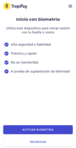 ¿Cómo inicio sesión con biometría en mi cuenta TropiPay? - Help TropiPay